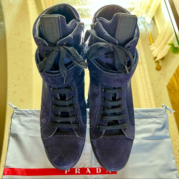 Prada | Shoes | Prada Wedge Lace Up | Poshmark